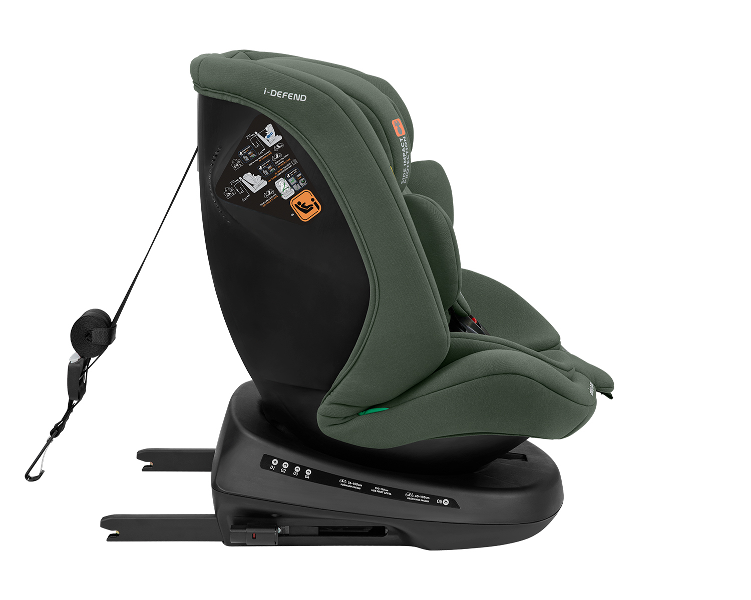 Kikka Boo i-Defend i-Size 40–150 cm | Κάθισμα Αυτοκινήτου 360° Army Green