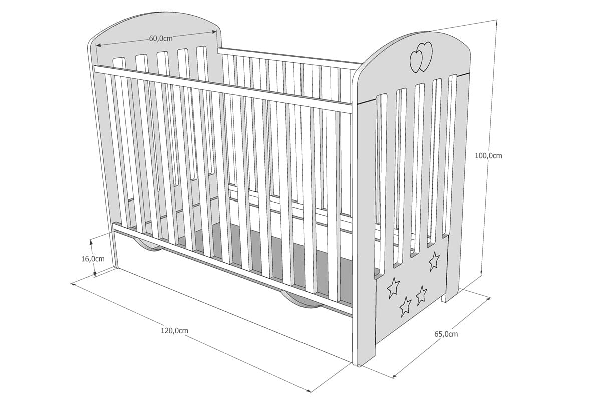 SISI Baby Cot 120x60 cm White with Adjustable Height - Koudounistra